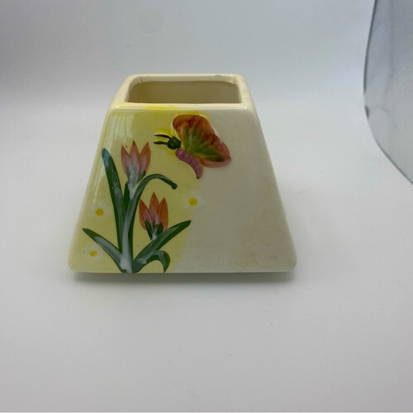 Accents | Ceramic Candle Jar Topper With Butterfly Cutout Flowers And ...